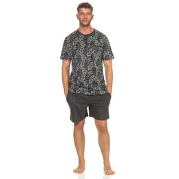 Normann Pyjama Herren Shorty Pyjama kurzarm Schlafanzug in Hawaiii-Hemden Optik