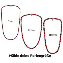 WOOD FELLAS Halsband WOOD FELLAS Holz-Kette lässiger Mode-Schmuck Deluxe Pearl Necklace Hals-Schmuck Schwarz/Rot