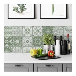 K&L WALL ART K&L Wall Art Fliesenaufkleber selbstklebend Klebefliese Sticker Boho Retro Blumen 12Stk