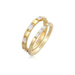 Elli Ring-Set Zirkonia Rechteck Bandring 2er Set 925 Silber