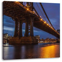 Pixxprint Leinwandbild Manhatten Brücke New York