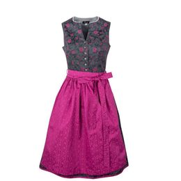 Ramona Lippert Dirndl Trachtenkleid Nadja hochgeschlossen grau pink Rocklänge 65 cm (2-teilig)