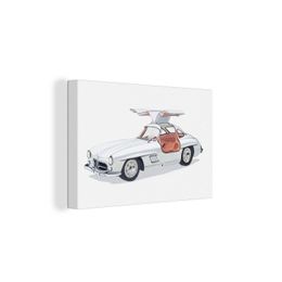 OneMillionCanvasses® OneMillionCanvasses® Leinwandbild Illustration eines alten Mercedes Flügeltür-Sportwagens aus den 1950er
