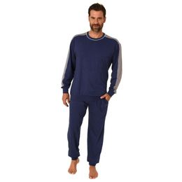 Normann Pyjama Herren langarm Schlafanzug mit Bündchen