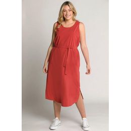 Ulla Popken Jerseykleid Midikleid Bindegürtel Rundhals ärnellos