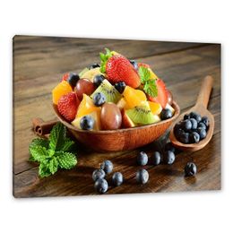 Pixxprint Leinwandbild Schale voll mit frischem Obst