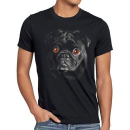 style3 Print-Shirt Herren T-Shirt Mops Hund Dog mountain Haustier Tier Rasse Kopf Hundekopf view