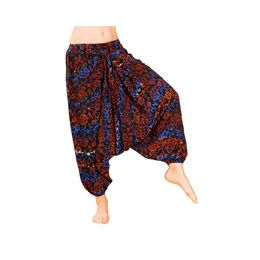 PANASIAM Pumphose Aladinhose Wachsbatik Haremshose aus 100% natürlicher Viskose farbenfrohe Freizeithose bequeme Sommerhose Pumphose Pluderhose