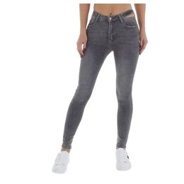 Ital-Design Skinny-fit-Jeans Damen Freizeit Used-Look Stretch Skinny Jeans in Grau