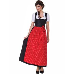 Almbock Dirndl Langes Dirndl Uschi (2-tlg) schwarz mit roter Schürze