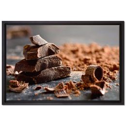 Pixxprint Leinwandbild Dunkle Schokoladenraspeln