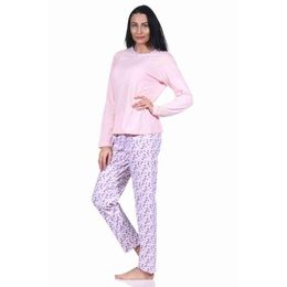 RELAX by Normann Pyjama Damen langarm Schlafanzug mit allover bedrucker Hose