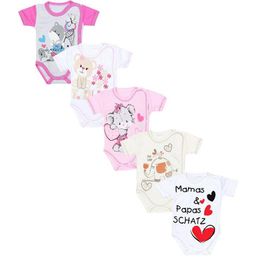 TupTam Kurzarmwickelbody TupTam Unisex Baby Kurzarm Wickelbody mit Spruch 5er Pack