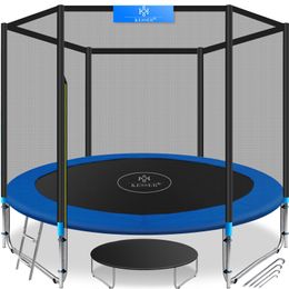 Kesser® - Trampolin TÜV SÜD GS Zertifiziert Komplettset mit Sicherheitsnetz, Leiter, Randabdeckung & Zubehör Kindertrampolin Gartentrampolin Belastbarkeit 150 kg