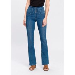 Arizona Bootcut-Jeans mit extrabreitem Bund High Waist, blau