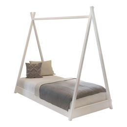 Hausbett CAMP 80x160 cm Zeltbett mit Lattenrost Kinderbett Holz Spielbett