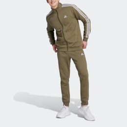 Trainingsanzug adidas Sportswear "BASIC 3-STREIFEN" Gr. XL, grün (olive strata) Herren Sportanzüge Trainingsanzüge