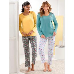 wäschepur Schlafanzug WÄSCHEPUR Gr. 48/50, bunt (gelb, bedruckt, ozean, bedruckt) Damen Homewear-Sets Pyjamas