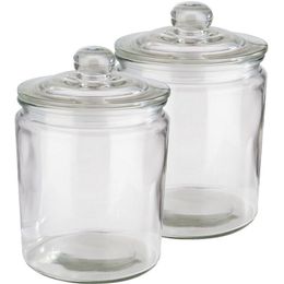 APS Vorratsglas, Glas, (Set, 2-tlg), Ø 14 cm, 2 Liter, weiß