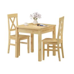 ERST-HOLZ Essgruppe Essgruppe Klassisch mit Tisch und 2 Stühle Kiefer natur Massivholz