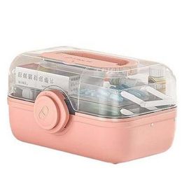 FIDDY Medizinschrank Tragbare Medikamenten-Aufbewahrungsbox mit großem Fassungsvermögen (Mehrschichtige transparente Medikamentenbox für zu Hause