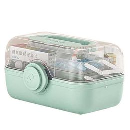 FIDDY Medizinschrank Tragbare Medikamenten-Aufbewahrungsbox mit großem Fassungsvermögen (Mehrschichtige transparente Medikamentenbox für zu Hause