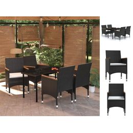 vidaXL Garten-Essgruppe 5-tlg Garten-Essgruppe mit Auflagen Schwarz Sitzgruppe Set Sitzgruppe
