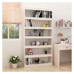 furnicato Bücherregal Bücherregal/Raumteiler Weiß 100x30x200 cm Kiefer Massivholz