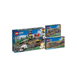 Lego® Spielbausteine 60198-205-238 City 3er Set Güterzug + Schienen + Weichen