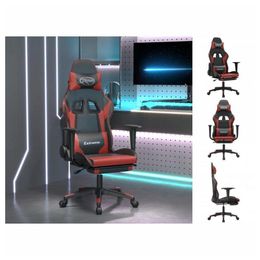 vidaXL Bürostuhl Gaming-Stuhl mit Fußstütze Schwarz und Weinrot Kunstleder Home Office