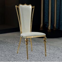 JVmoebel Esszimmerstuhl Esszimmer Designer Weiß-Goldener Stuhl Polster Möbel Modern Neu (1 St)