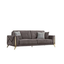 JVmoebel 3-Sitzer Grauer Dreisitzer Wohnzimmer Luxus Kunstleder 3-Sitzer Stilvolle Couch