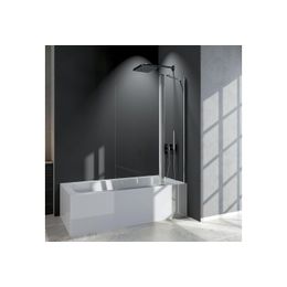 Boromal Badewannenaufsatz Duschwand für Badewanne Glaswand Badewannenfaltwand Duschtrennwand