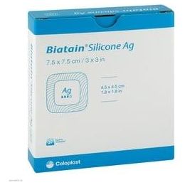 ToRa Pharma Biatain Silicone Ag Schaumverband 7,5x7,5 cm 5 St