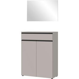 Germania Garderoben-Set Bastia, (2-St), inkl. Spiegel und Schuhschrank, mit Platz für bis zu 15 Paar Schuhe, grau