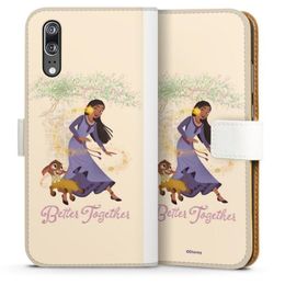 DeinDesign Handyhülle Offizielles Lizenzprodukt Prinzessin Wish Better Together, Huawei P20 Hülle Handy Flip Case Wallet Cover Handytasche Leder, weiß