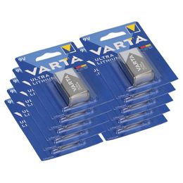Varta 10x 1er Blister Varta Professional Lithium Batterie 9V-Block Batterie