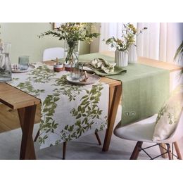 sander table + home Tischläufer Edler Tischläufer Pure Beauty 50 x 140 Blätter grün Leinen (1-tlg)