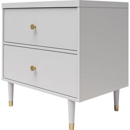 Nachtkommode COSMOLIVING BY COSMOPOLITAN "Elizabeth" Sideboards Gr. B/H/T: 70 cm x 68,5 cm x 46 cm, 2, grau (taubengrau) Nachtkonsolen und Nachtkommoden 2 Schubladen, strukturierte Schubladenfront, Breite 70cm, Höhe 68,5cm