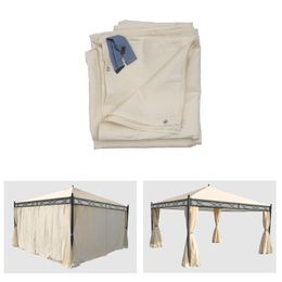 MCW 4er-Set Seitenwand f&uuml;r Pergola Calpe, Ersatzseitenwand Pavillon 4x4m, Polyester ~ creme