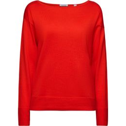 Esprit Pullover, gerippte Abschlüsse, Feinstrick, für Damen, rot, XL