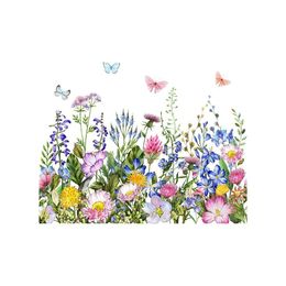 Juoungle Wandsticker Wandtattoo Garten Blumen Wandaufkleber bunt Blume Schmetterlinge