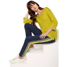 CRÉATION L V-Ausschnitt-Pullover CREATION L "Viskose-Seiden-Pullover" Gr. 36, gelb (gelbgrün) Damen Pullover V-Pullover