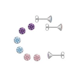 Firetti Ohrstecker-Set Multipack Schmuck Geschenk Silber 925 Ohrstecker Glitzer (Set, 6-tlg), mit Zirkonia (synth), blau|bunt|lila|silberfarben