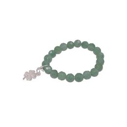Firetti Armband Schmuck Geschenk, Charm Kleeblatt, Made in Germany - mit Rosenquarz oder Aventurin, grün|silberfarben