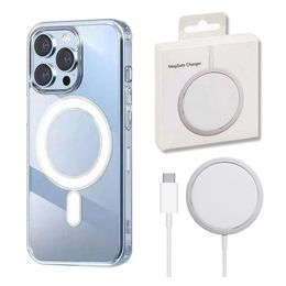 GreenHec Magnet Ring iPhone Hülle Clear Case Handyhülle & MagSafe Ladegerät Wireless Charger (15W USB-C für iPhone Induktives Magnetisches Ladepad)