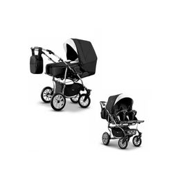 Elcar Zwillings-Kombikinderwagen City Twin 2 in 1 inkl. Sportsitze und Zubehör in 19 Farben