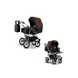 Elcar Zwillings-Kombikinderwagen City Twin 2 in 1 inkl. Sportsitze und Zubehör in 19 Farben