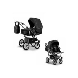 Elcar Zwillings-Kombikinderwagen City Twin 2 in 1 inkl. Sportsitze und Zubehör in 19 Farben