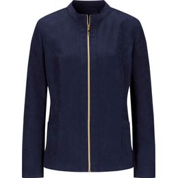 Damen Blazer aus Veloursleder-Imitat marine, Gr&ouml;&szlig;e 54